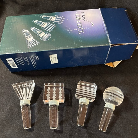 Mikasa | Dining | Mikasa Cheers Bottle Stoppers Set Of 4 Etched Crystal ...